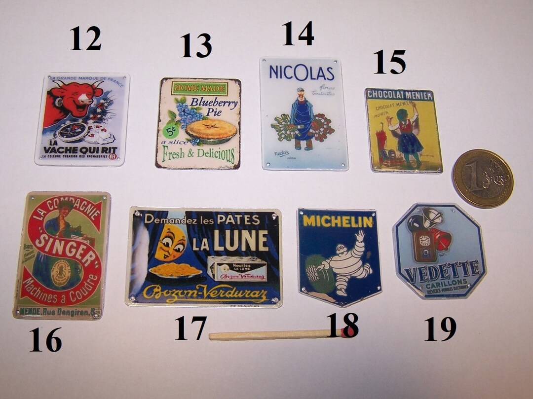 Set of 2 MINIATURES Metal Advertising Signs handmade mine 2nd Series - Etsy