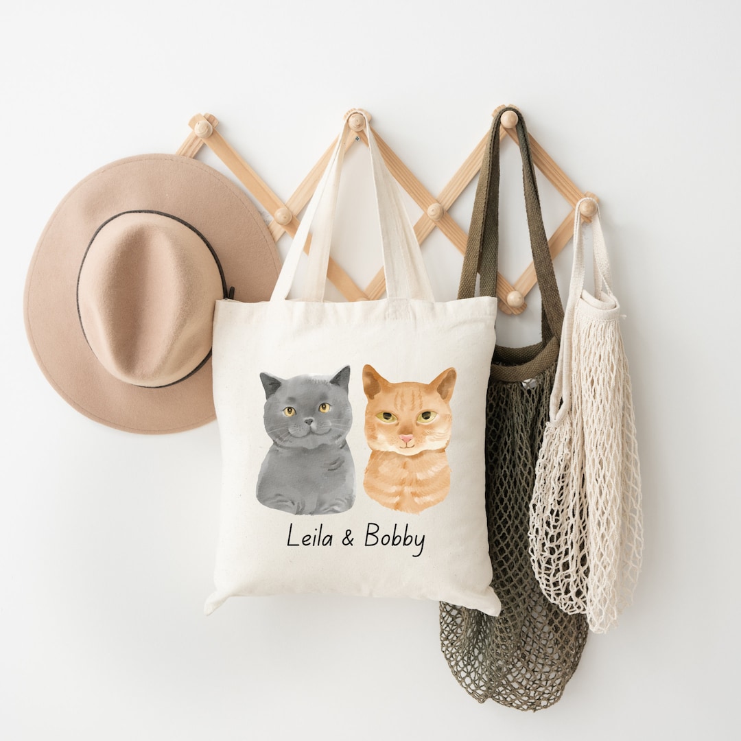 Personalized Cat Face Tote Bag - Custom Cat Name Tote Bag - Cat Mama ...