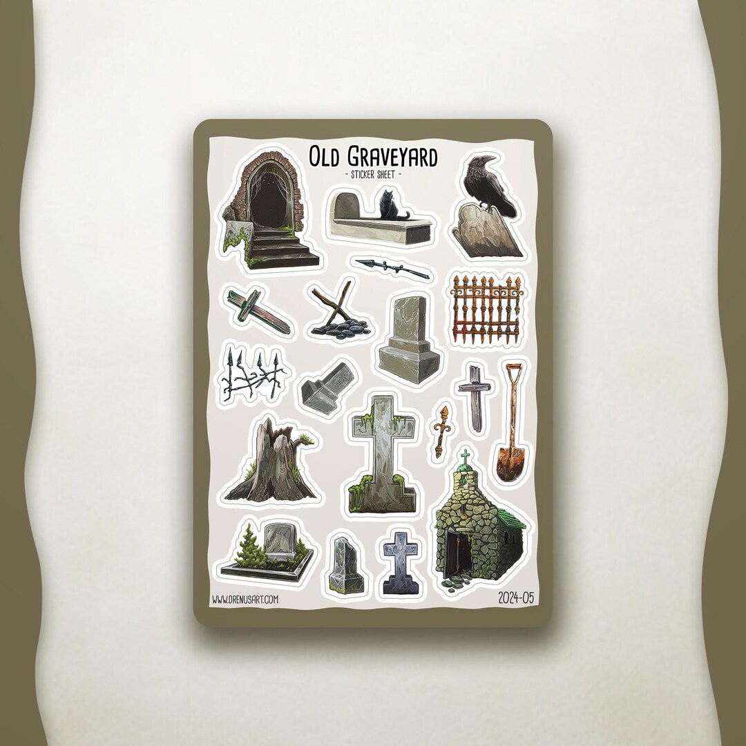 Old Graveyard - Sticker Sheet A6 | Journal Stickers - Scrapbook ...