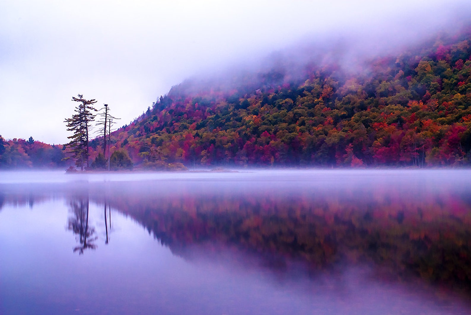 Foggy Autumn Print, Old Forge Photo From the Adirondack Mountains ...