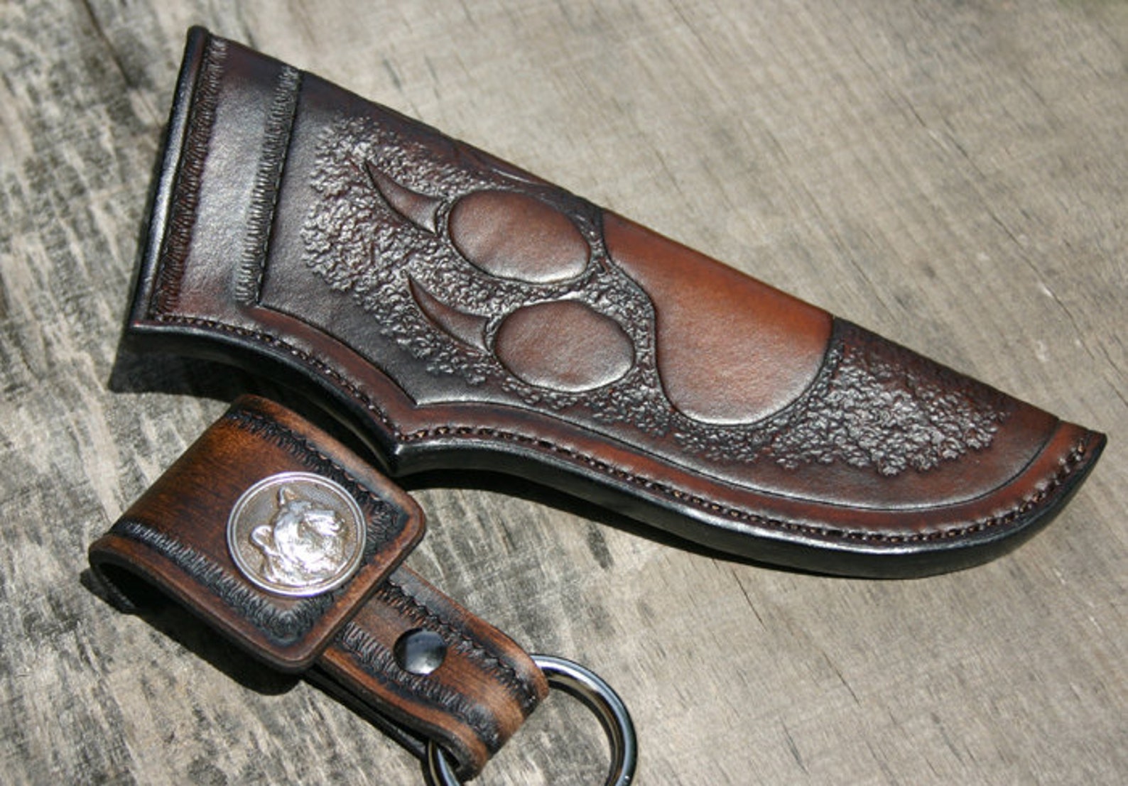 Quality Leather Knife Sheath / Bushcraft Knife Sheath Custom Tooled ...