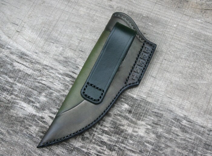 Bushcraft Leather Knife Sheath Black And Green Leather Knife | Etsy