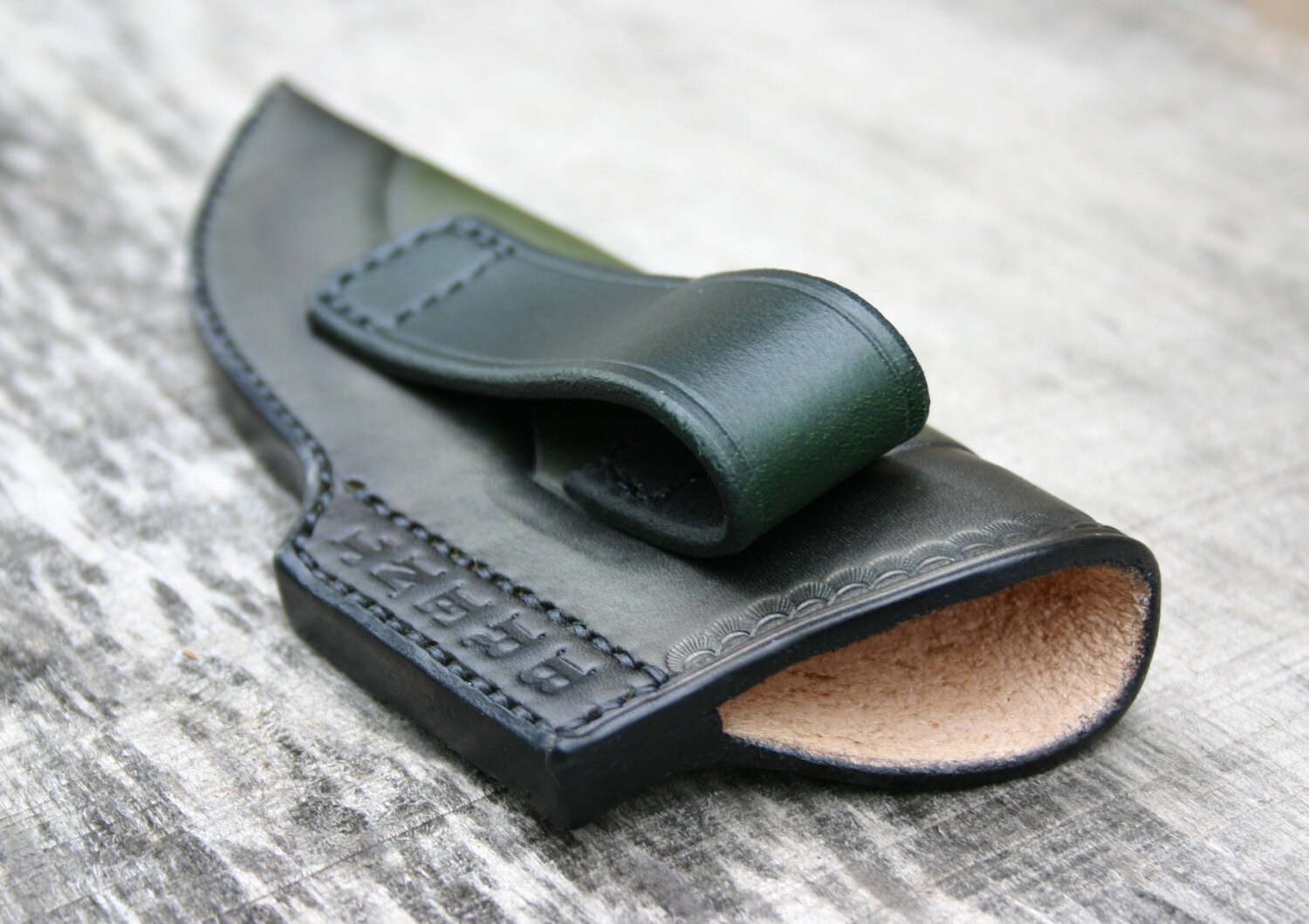 Bushcraft Leather Knife Sheath Black And Green Leather Knife | Etsy