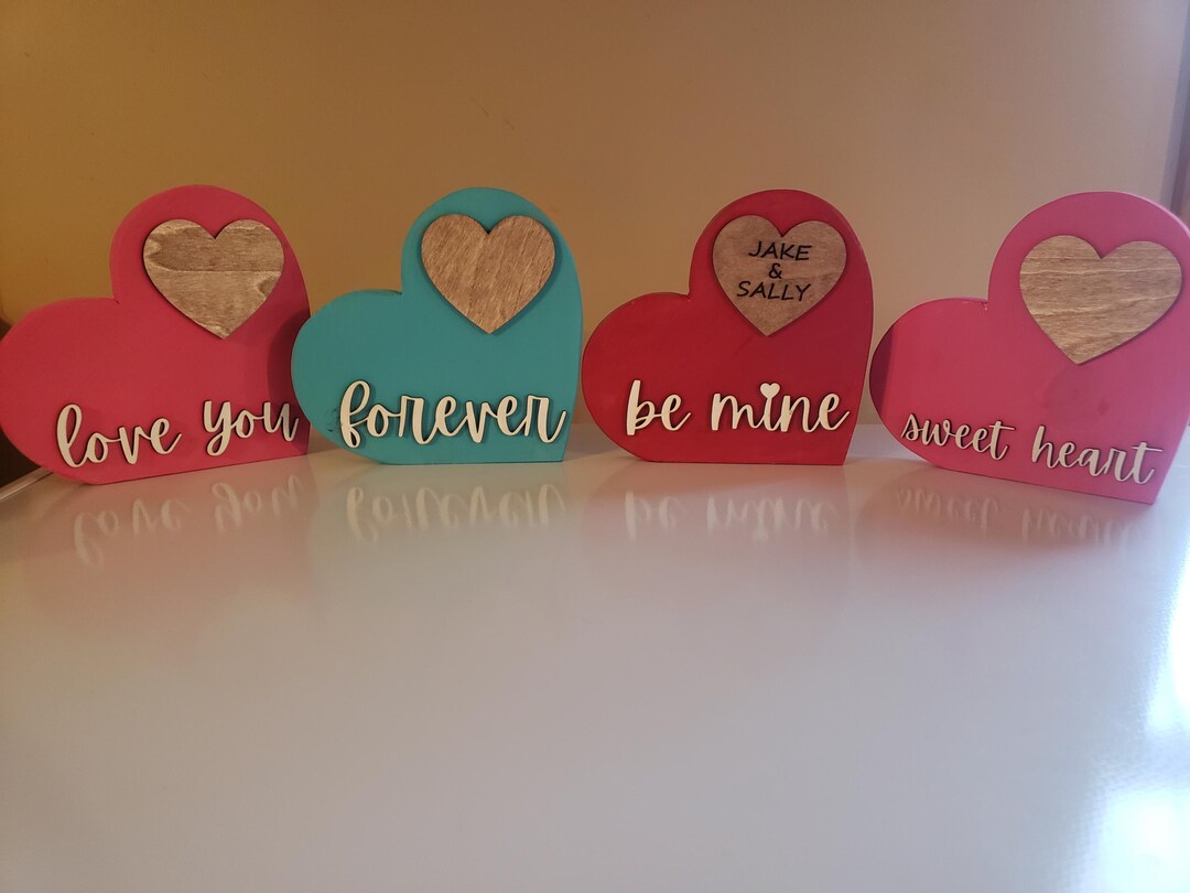 Valentine Heart Shelf Sitter Customizable Names Engraved on the Heart ...