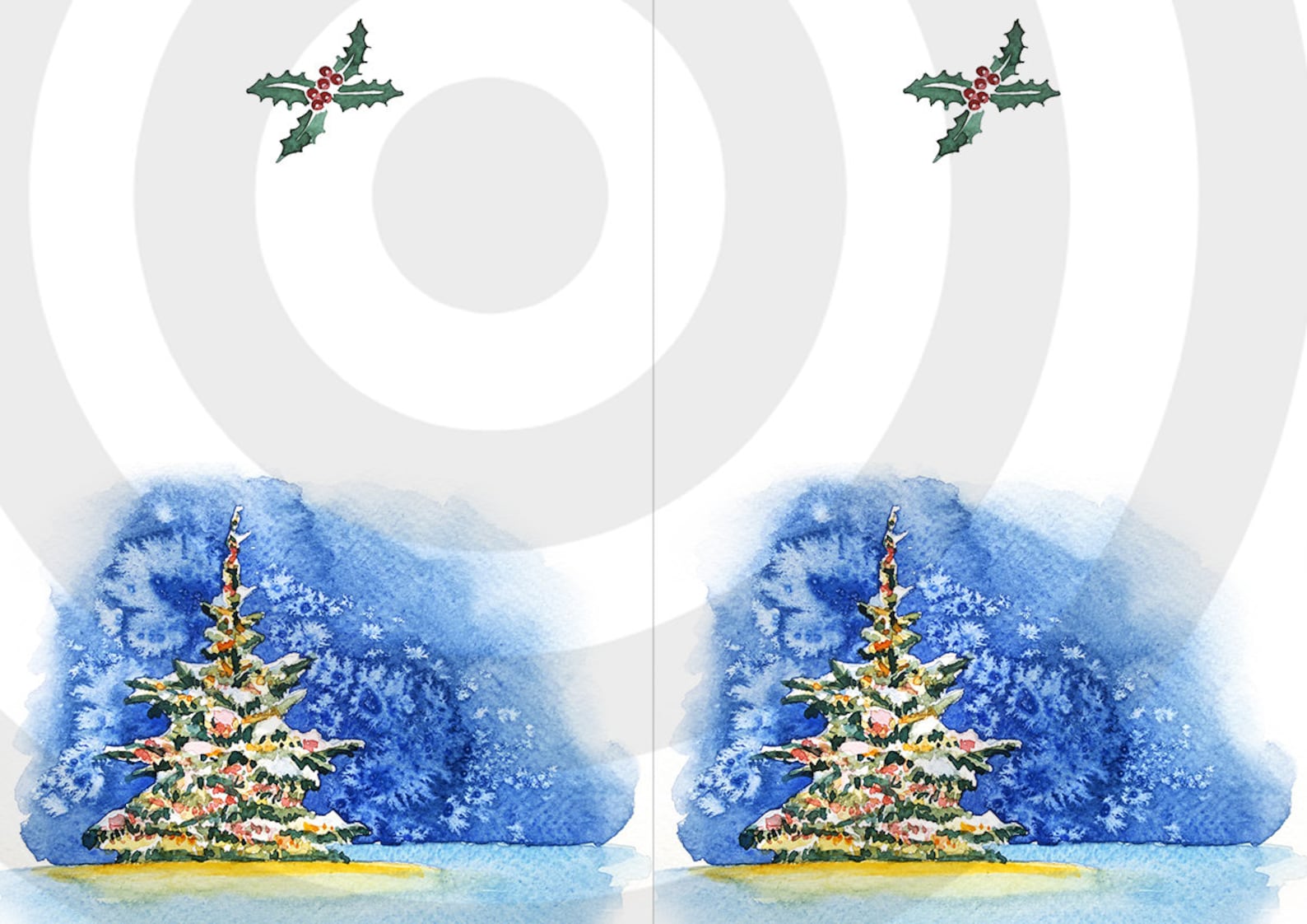 PRINTABLE Hand Painted Original Watercolor Christmas Card - Etsy