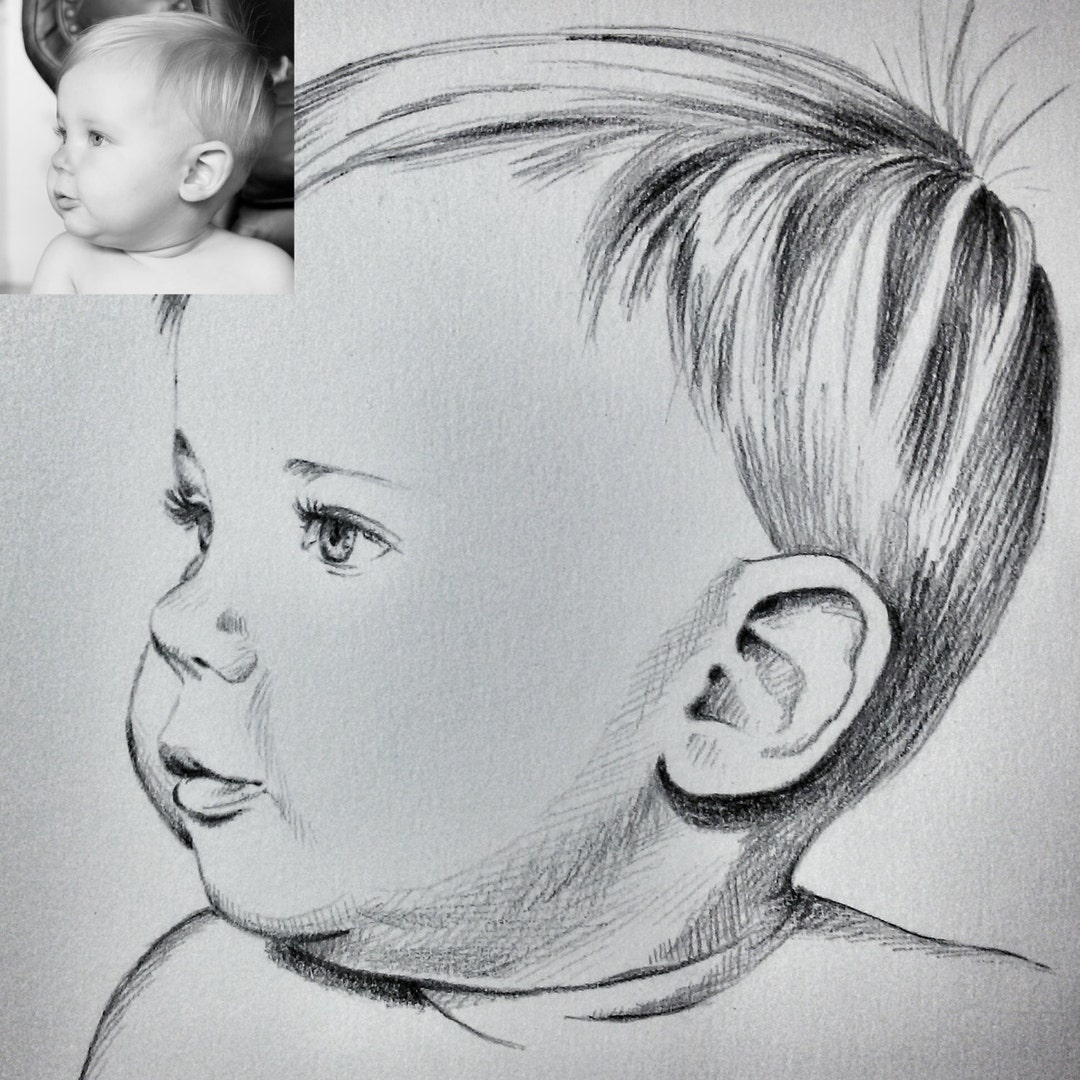 Custom Portrait Drawing, Portrait Drawing, Pencil Portrait, Pencil ...