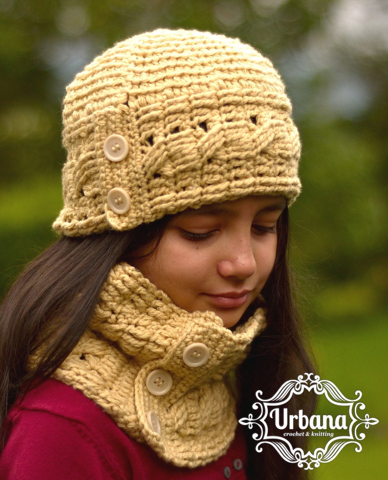 CROCHET PATTERN Braided Cable Crochet Hat and Cowl Set | Etsy
