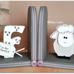 Personalised Sheep Bookends for Children, Nursery Decor, Lamb Bookends ...