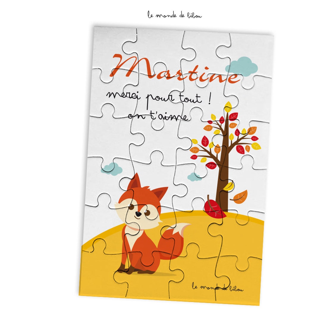 Customizable Puzzle Fox Theme Personalized Gift Thanks - Etsy