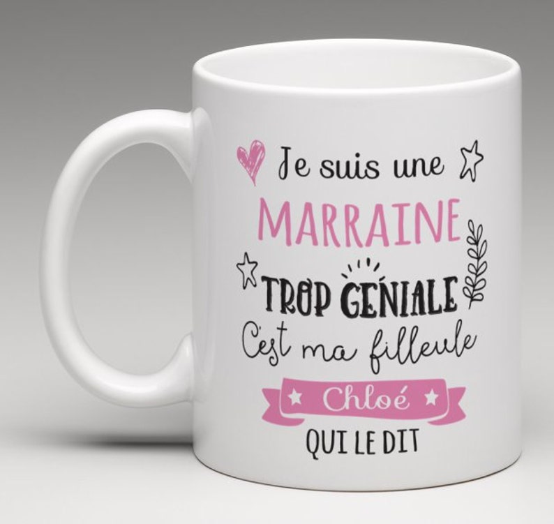 Mug personnalisé marraine trop géniale mug marraine cadeau | Etsy