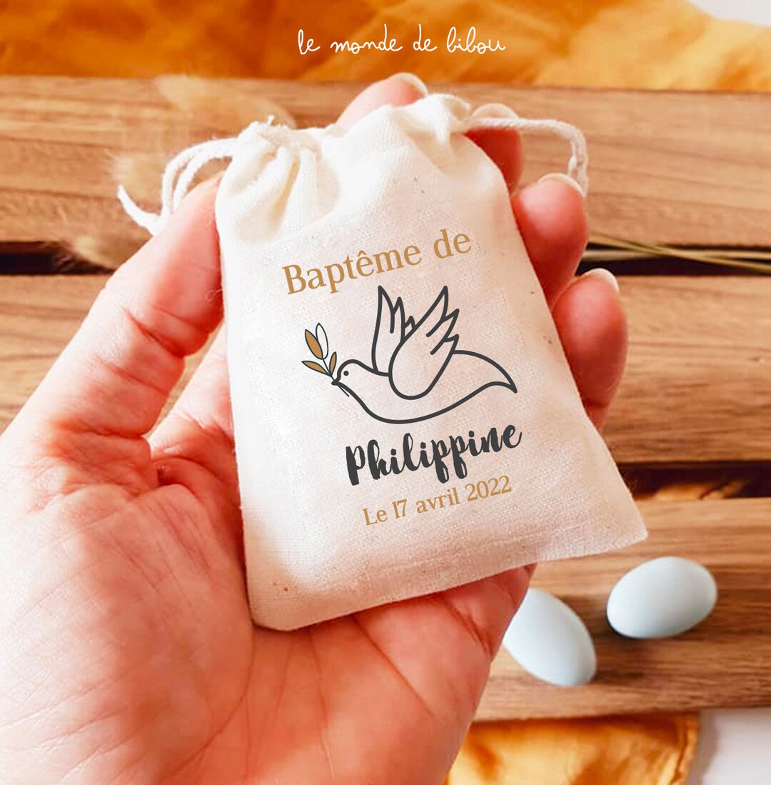 Personalized Dove Theme Candy Bag Guest Gift Bag Baptism Communion ...