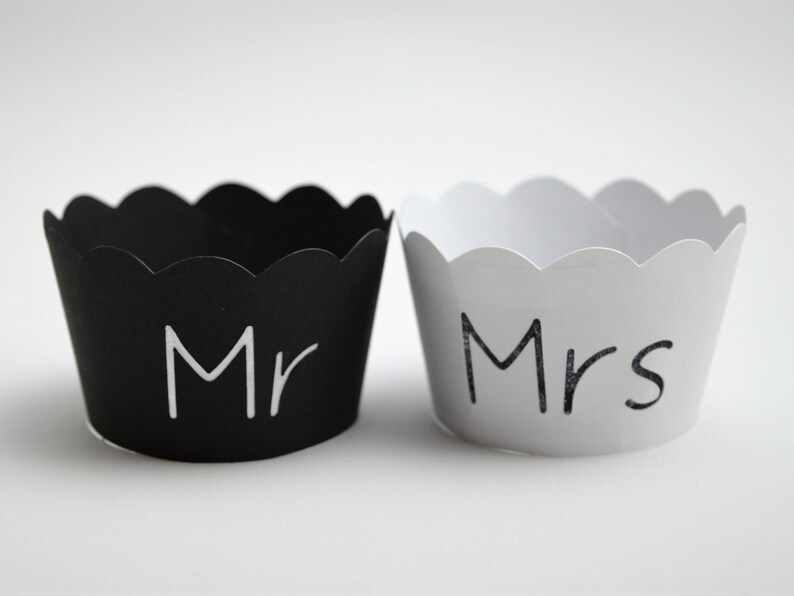24x CUPCAKE WRAPPER B/W Mr/mrs Mr/mr Mrs/mrs Wedding Black/white - Etsy