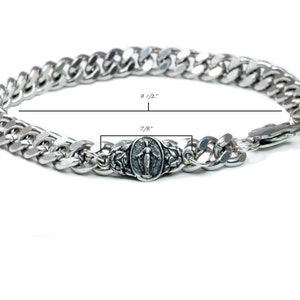 Men's Stainless Steel With Sterling Silver Miraculous Medal Link ...