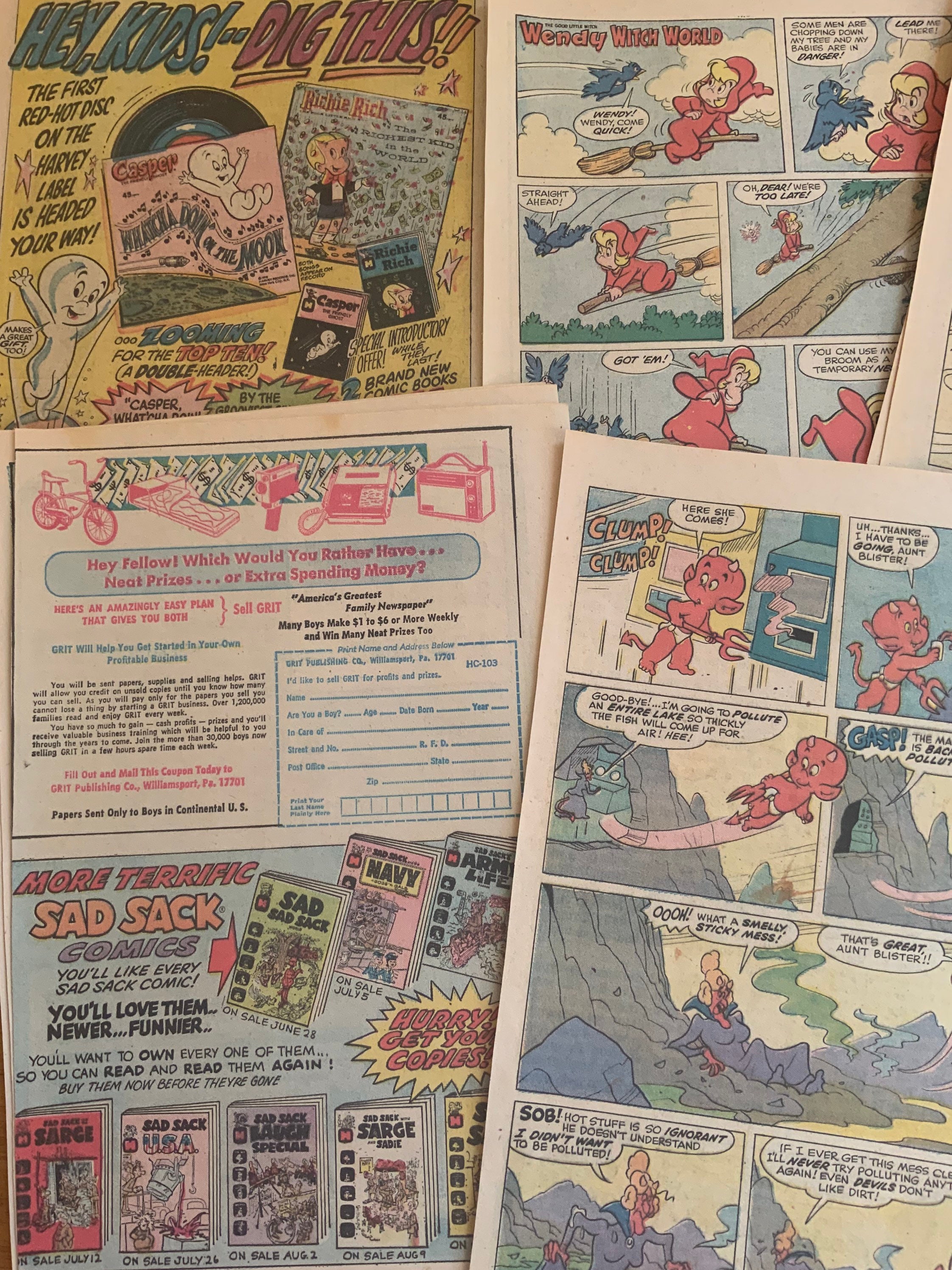 20 Page Casper & Wendy + More Vintage Comics Paper Pack - Scrapbooking ...