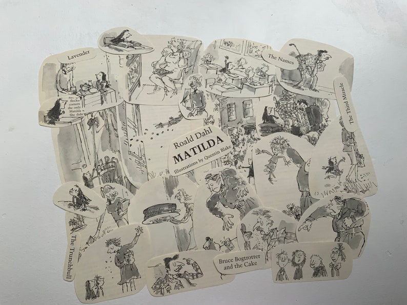 Roald Dahl's Matilda 28 Piece Vintage Paper Pack Quentin Blake Scrap ...