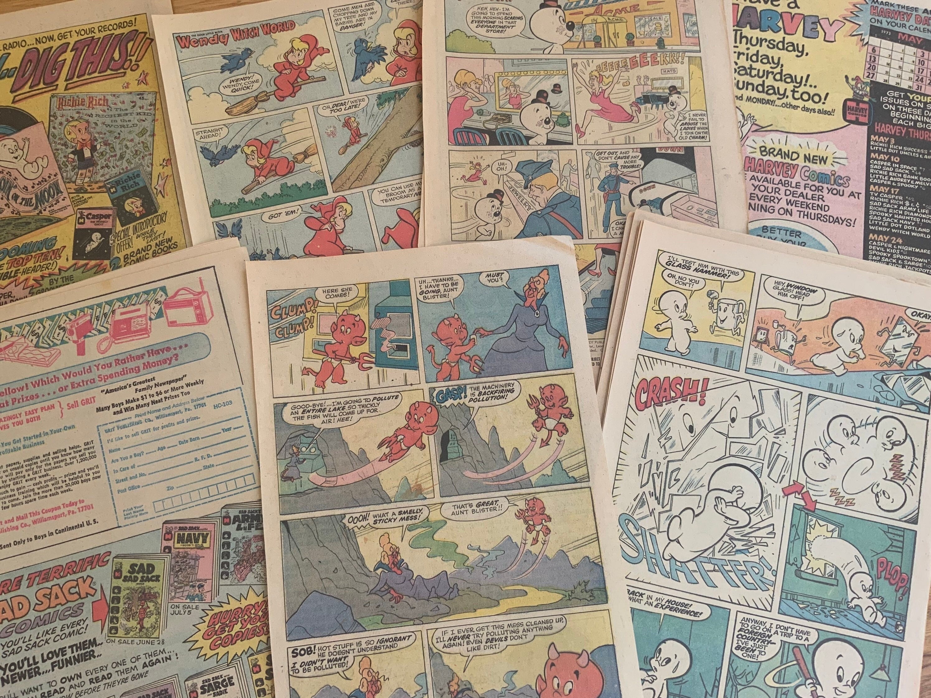 20 Page Casper & Wendy + More Vintage Comics Paper Pack - Scrapbooking ...