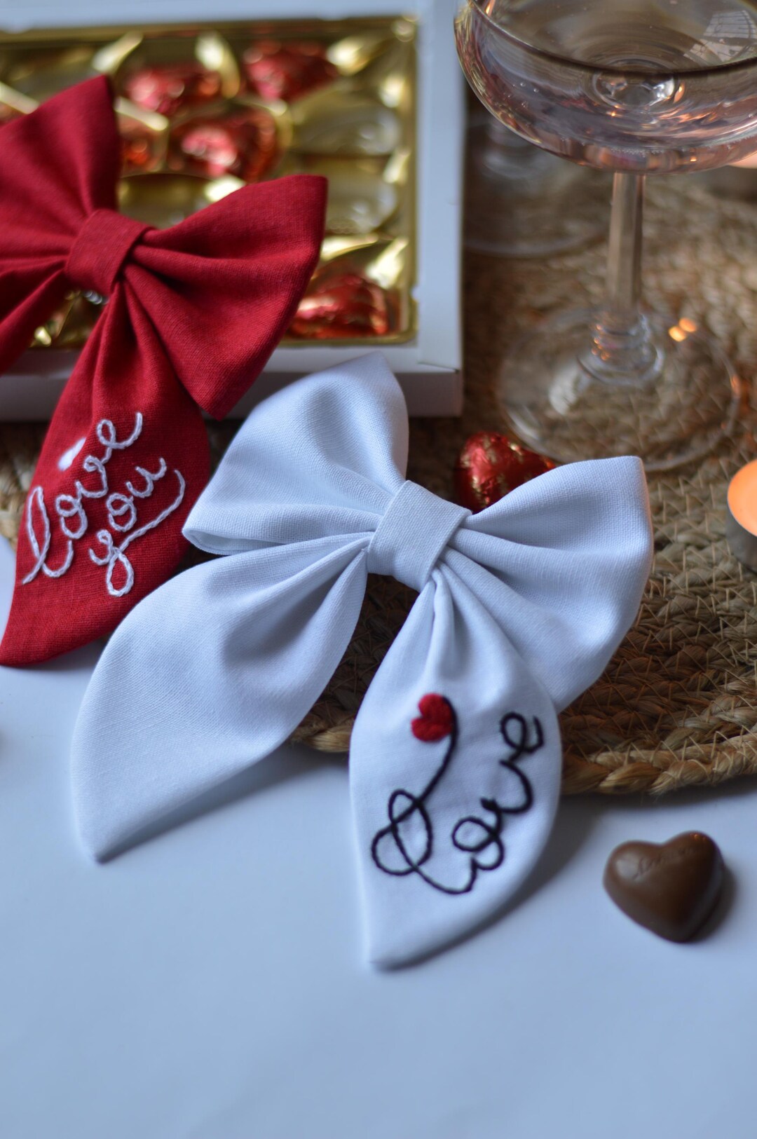 Valentine's Day Bow | Bow With Love | Bow | Handmade Bow | Embroidery ...