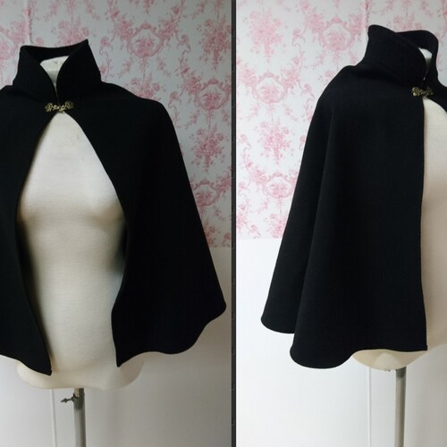 Cape Capelet Shrug With Collar / Capelet Wool / Cloak Woolen / - Etsy