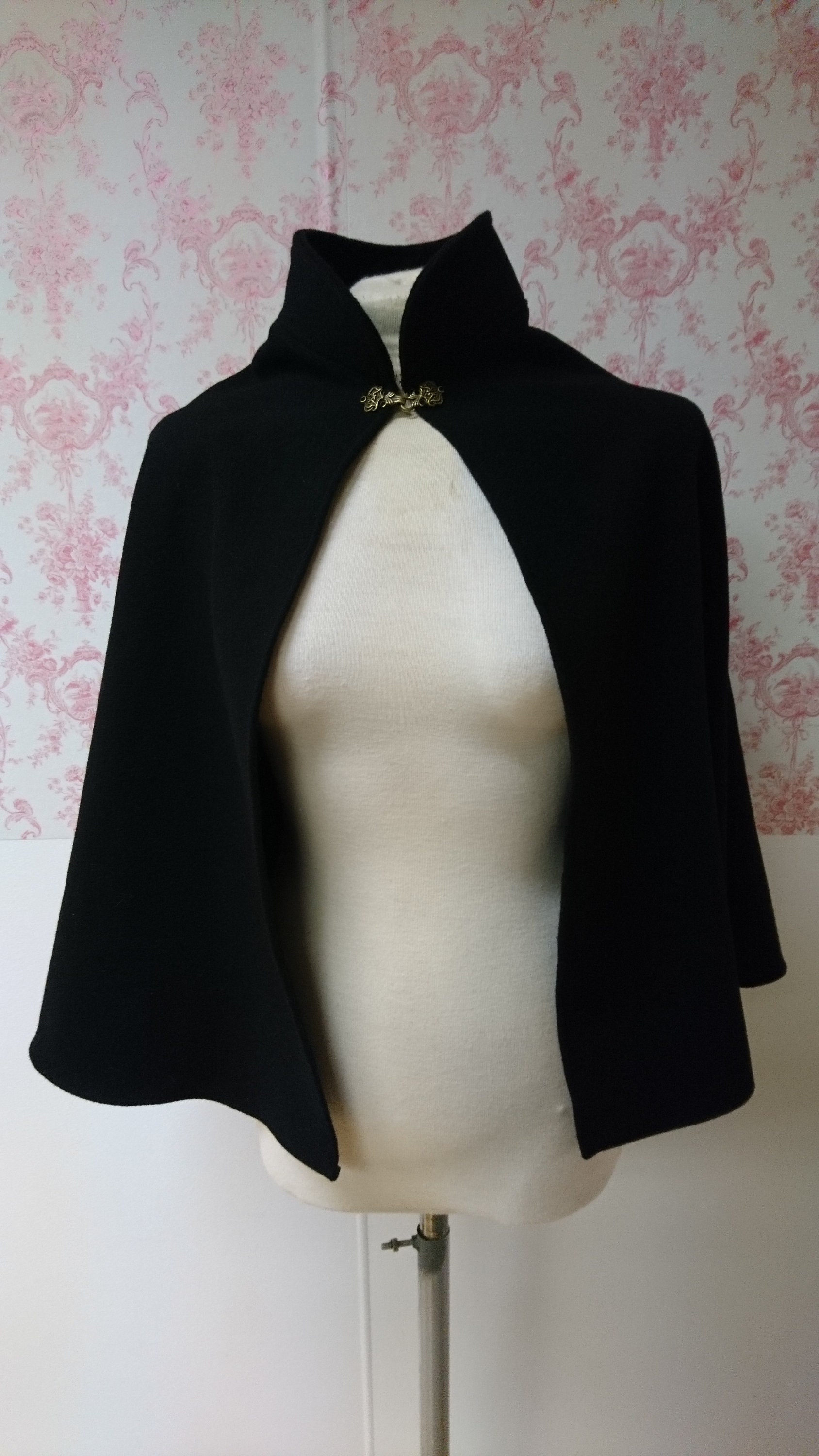 Cape Capelet Shrug With Collar / Capelet Wool / Cloak Woolen / Woolen ...