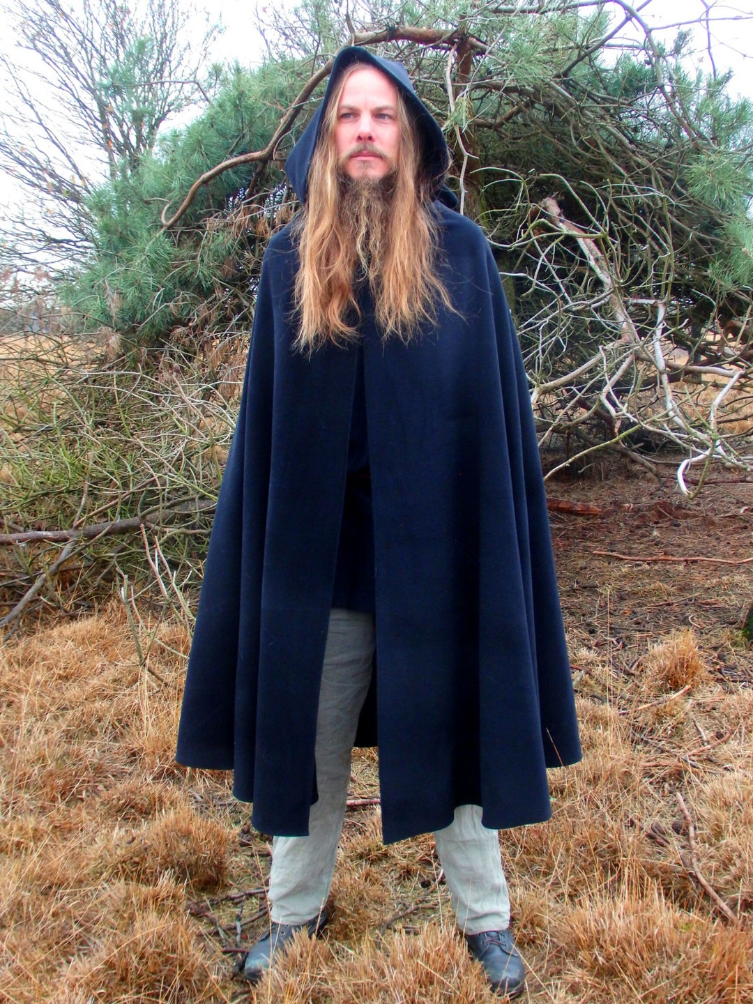 Hooded Cape Wool / Hooded Cloak Woolen / Woolen Hooded Cape / Fantasy ...