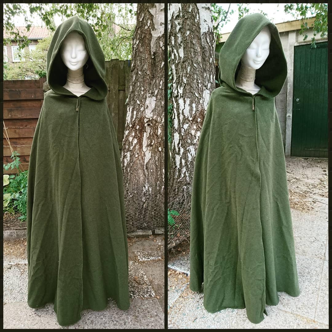 Green Hooded Cape Wool / Hooded Cloak Woolen / Woolen Hooded Cape ...