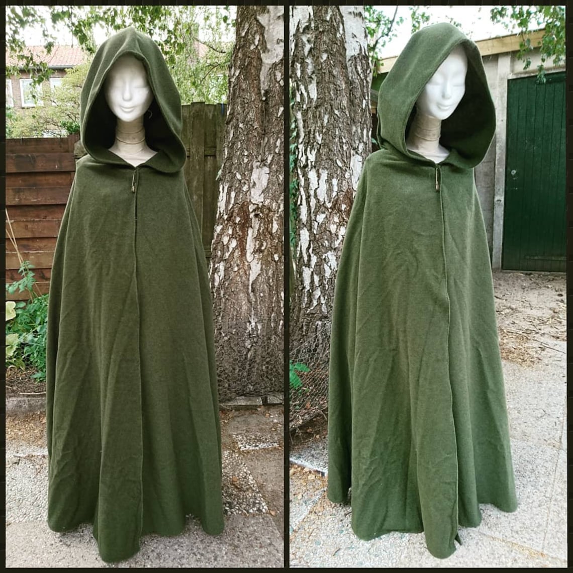 Green hooded cape wool / hooded cloak woolen / woolen hooded | Etsy