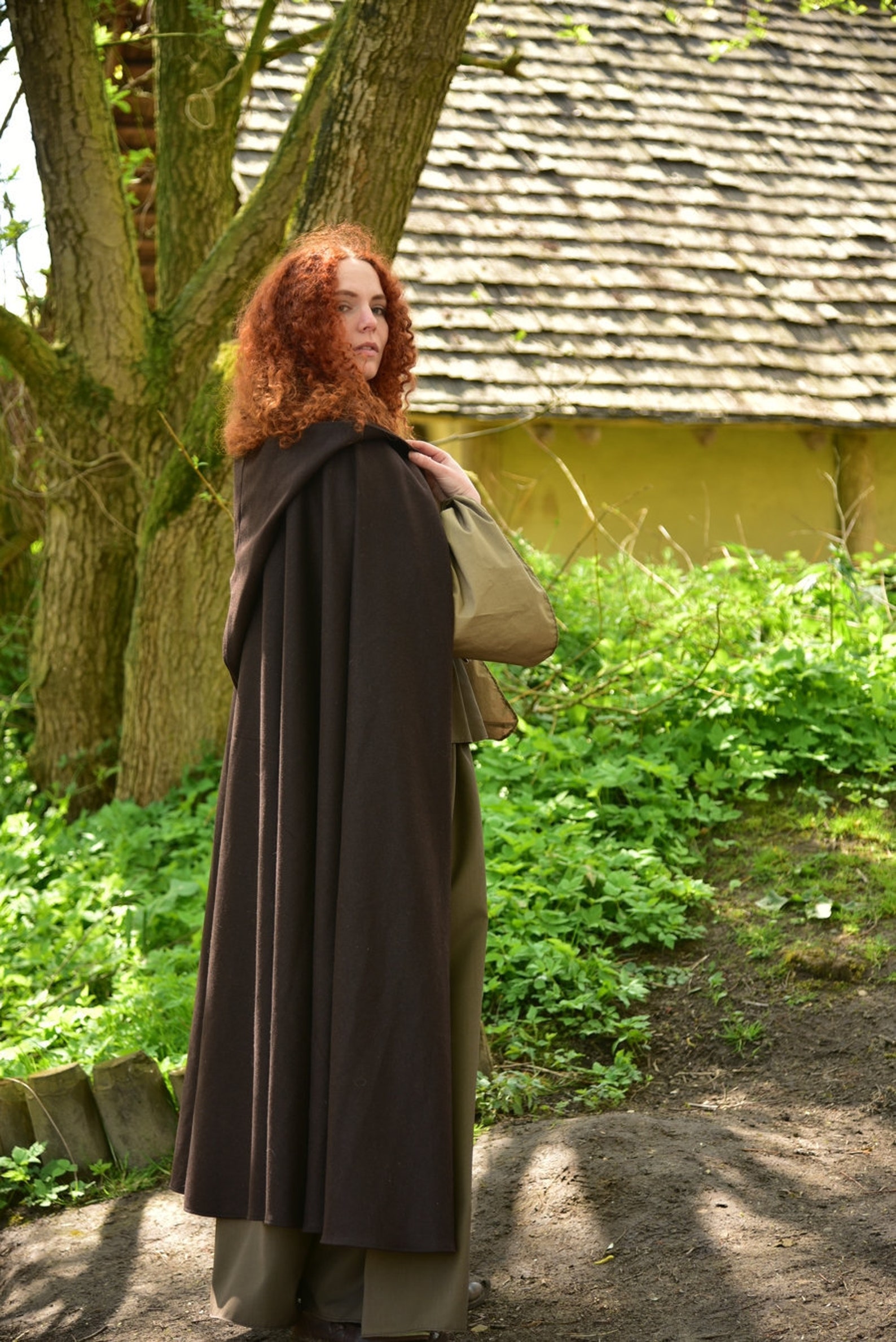 Brown Hooded Cape Wool Blend/ Hooded Cape / Fantasy Cape /medieval Cape ...