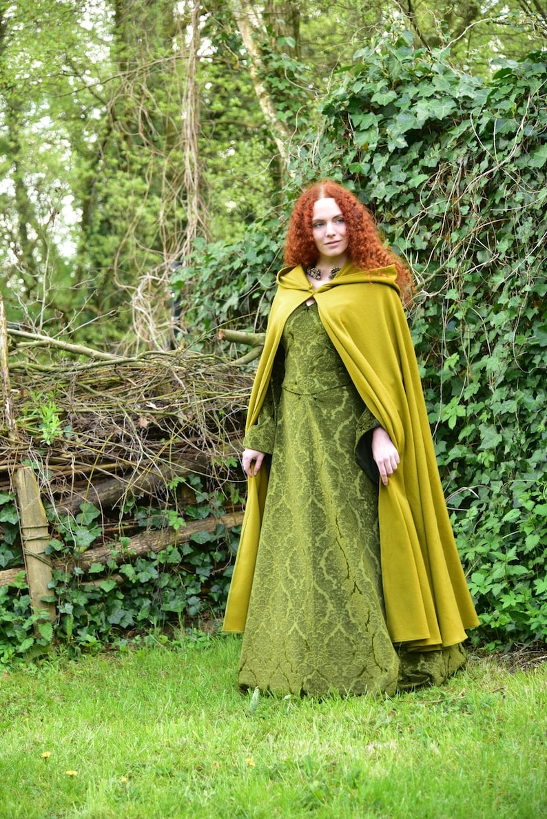 Green Hooded Cape Wool / Hooded Cloak Woolen / Woolen Hooded Cape ...