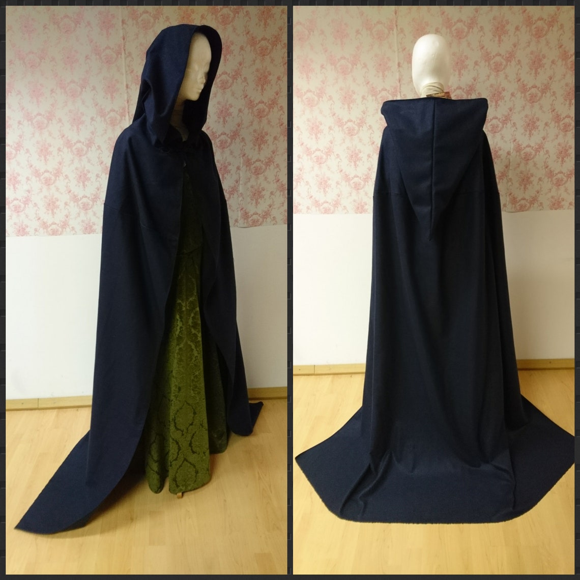 Extra Long Hooded Cape Cashmere Wool / Cape With Train / - Etsy