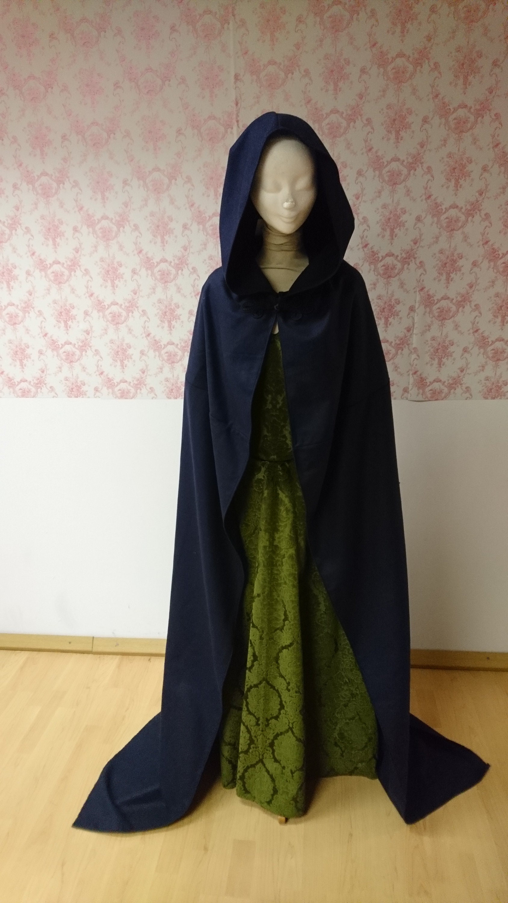 Extra Long Hooded Cape Cashmere Wool / Cape With Train / Hooded Cloak ...