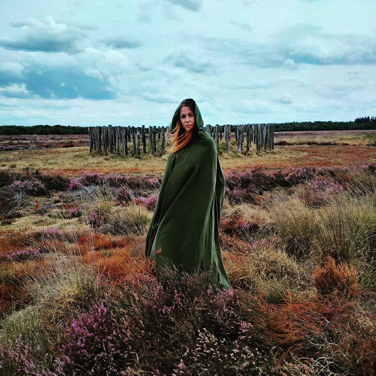 Green Hooded Cape Wool / Hooded Cloak Woolen / Woolen Hooded | Etsy