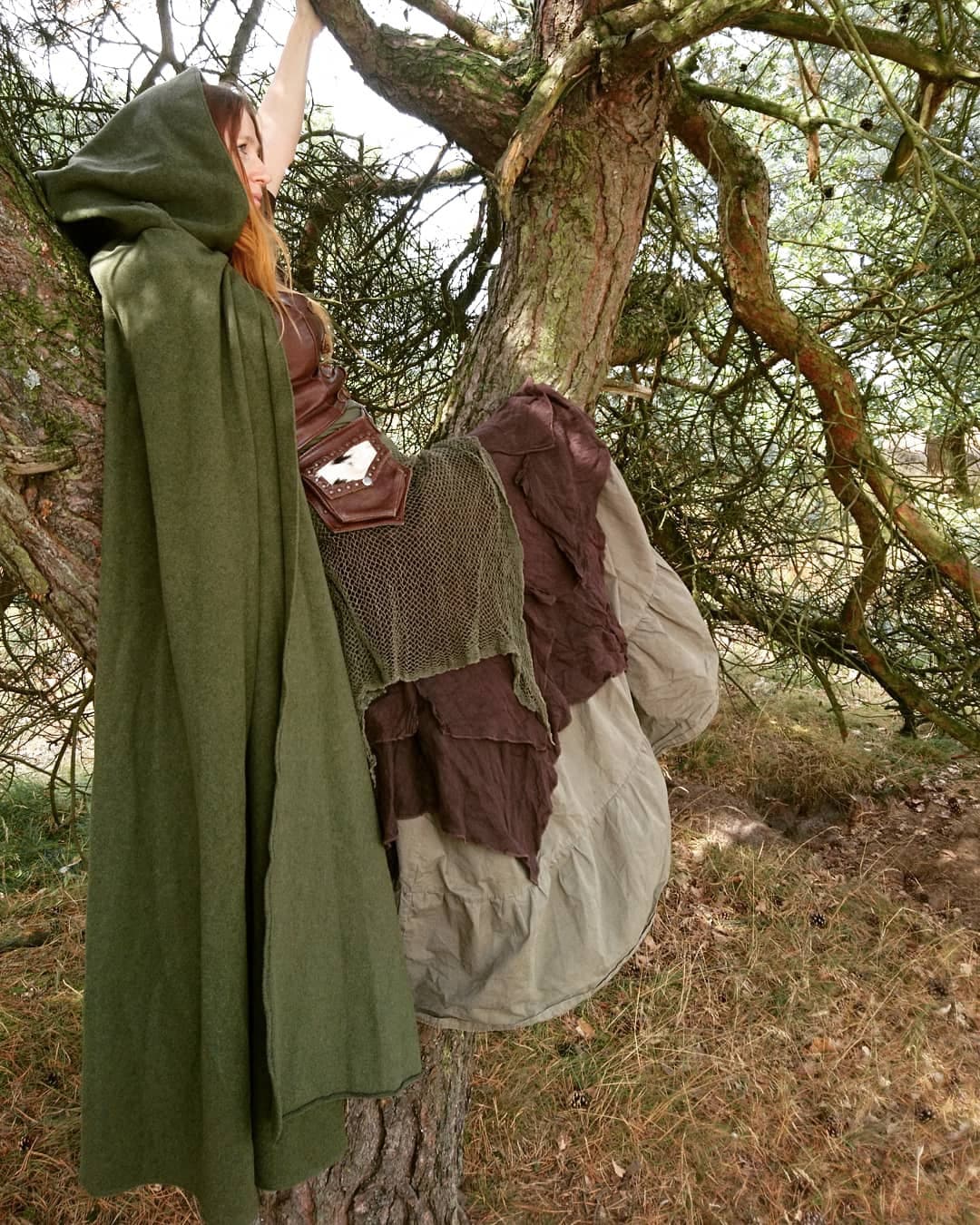 Green Hooded Cape Wool / Hooded Cloak Woolen / Woolen Hooded Cape ...