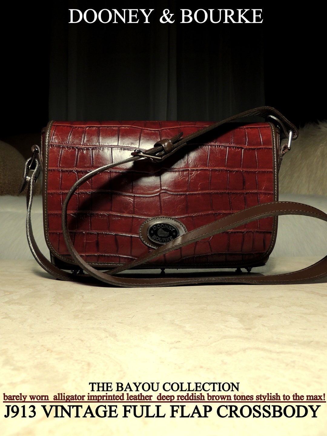 Near Mint Vintage Dooney & Bourke Bayou Collection J913 Croco Leather ...