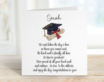 Personalised Great Niece Poem Graduation Card With Cap, Scroll, Cake ...