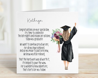 Personalised Daughter Graduation Card With Cap & Scroll Name and ...