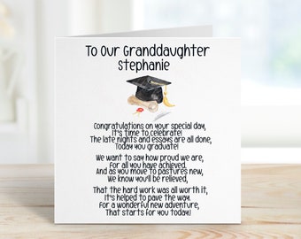 Personalised Granddaughter Graduation Card With Cap & Scroll Name and ...