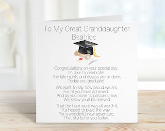 Personalised Daughter Graduation Card With Cap & Scroll Name and ...