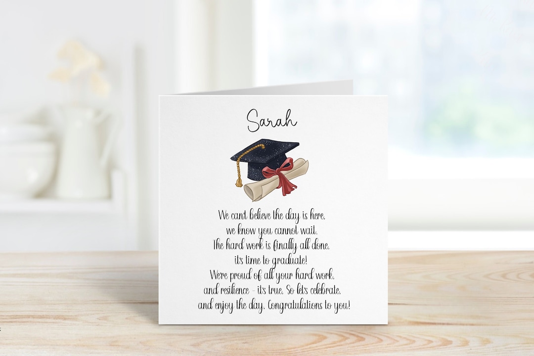 Graduation Card, Personalised Graduation Card Poem , Cap and Scroll ...