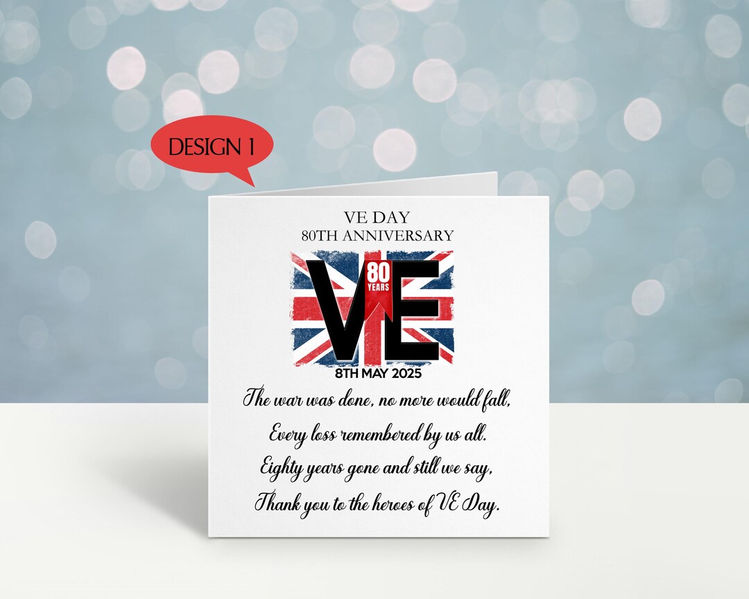 VE Day Gifts, VE Day 80 Card, VE Day Commemorative Keepsake Card, 80th ...