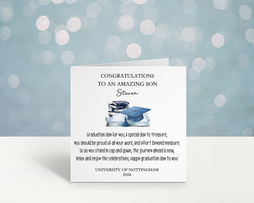 Son Graduation Card, Personalised Graduation Card for Son, Graduation ...