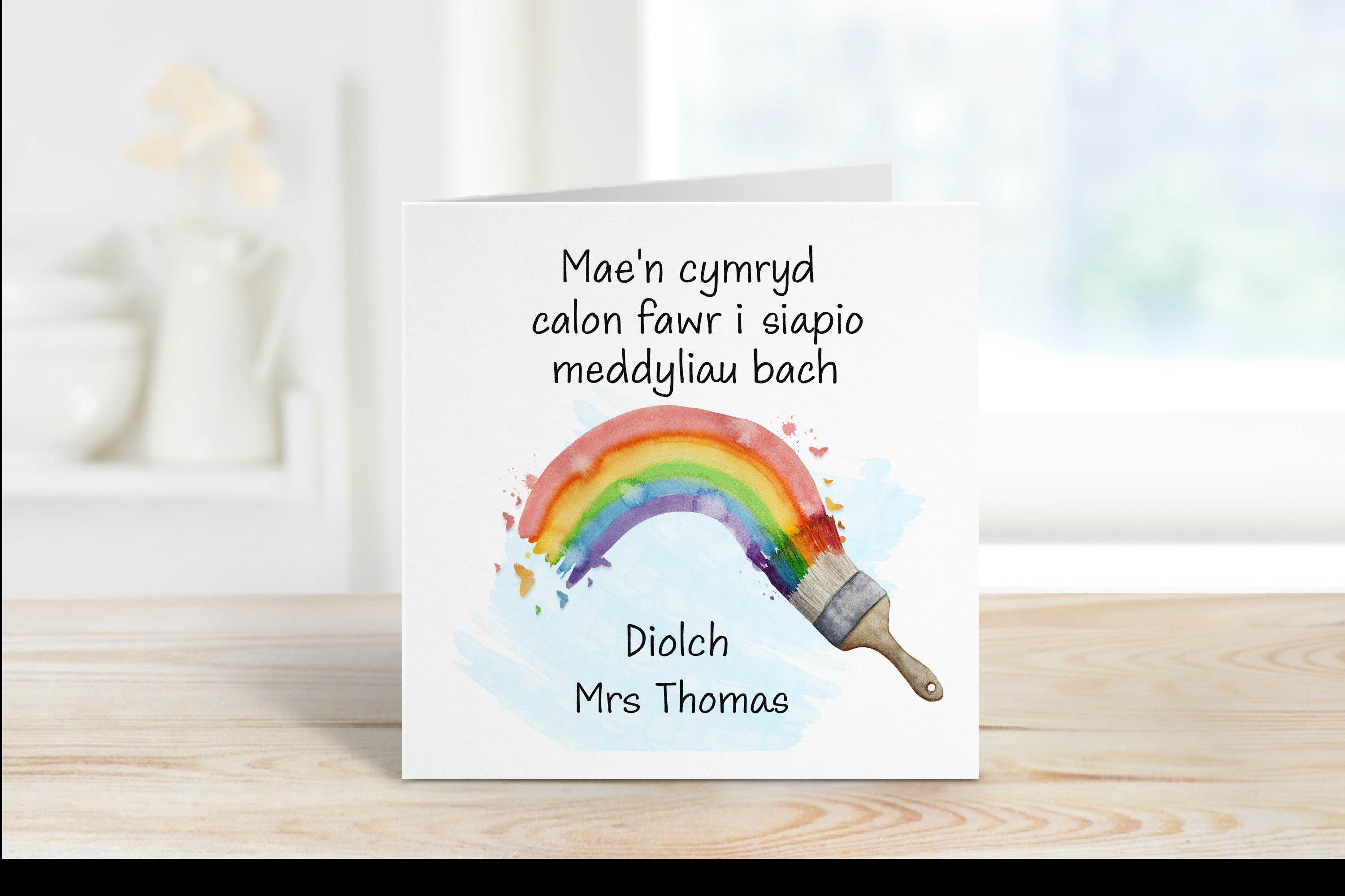 Welsh Teacher Card, Diolch Athrawes, Card for Teacher, Personalised ...