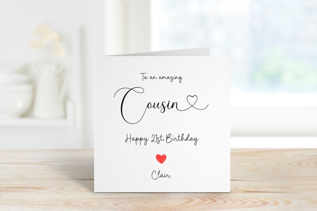 Personalised Cousin Birthday Card, Birthday Card for Cousin, Birthday Cards for Her, Any Age ...