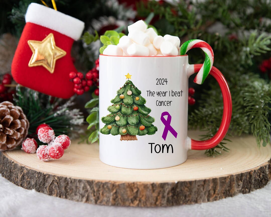 Cancer Free Christmas Mug, 2024 the Year I Beat Cancer, Personalised ...