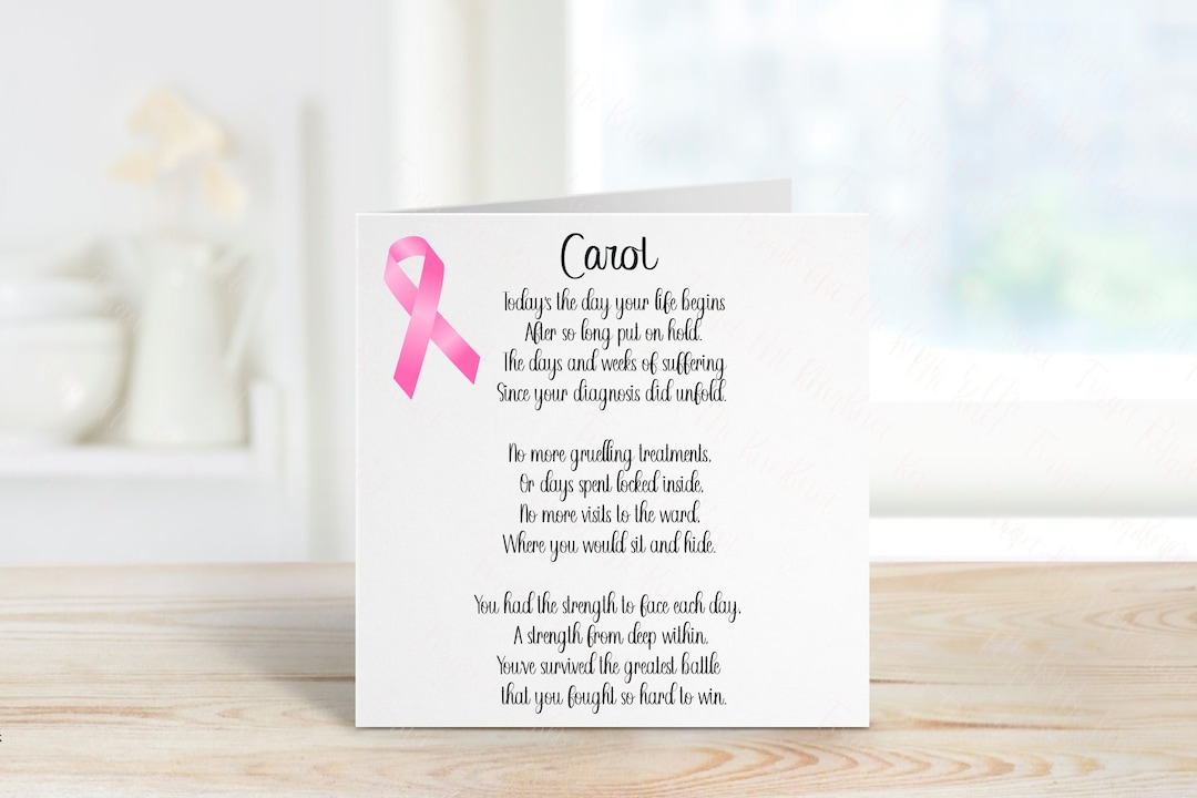 Breast Cancer Survivor Card, Beaten Cancer Card, Personalised Cancer ...