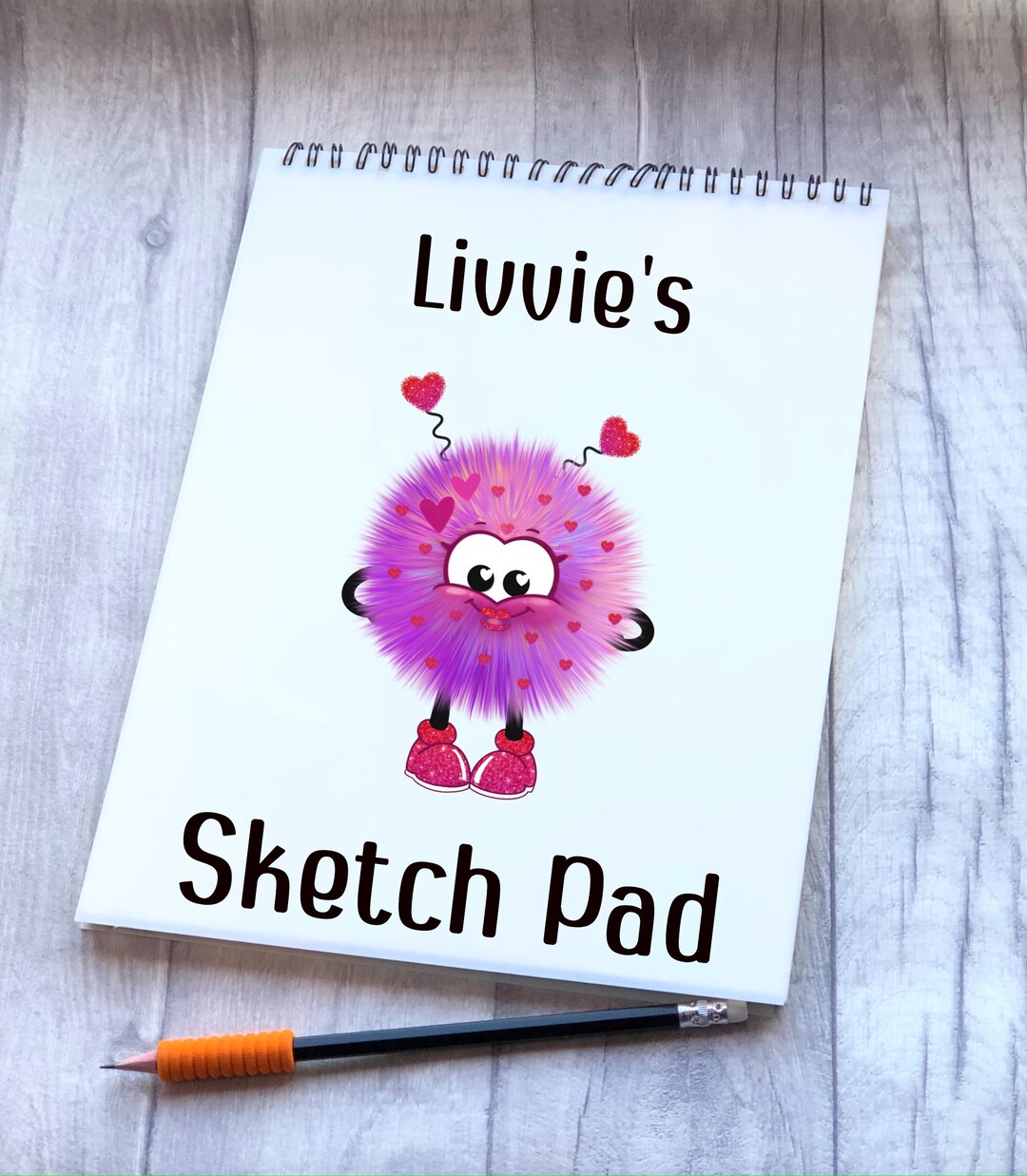 Cute Pink Design Sketch Pad, Personalised Pink Bug Sketch Pad ...