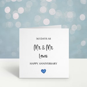 1st Anniversary Card, Personalised First Wedding Anniversary Card, 365 Days Married, Mr & Mrs ...