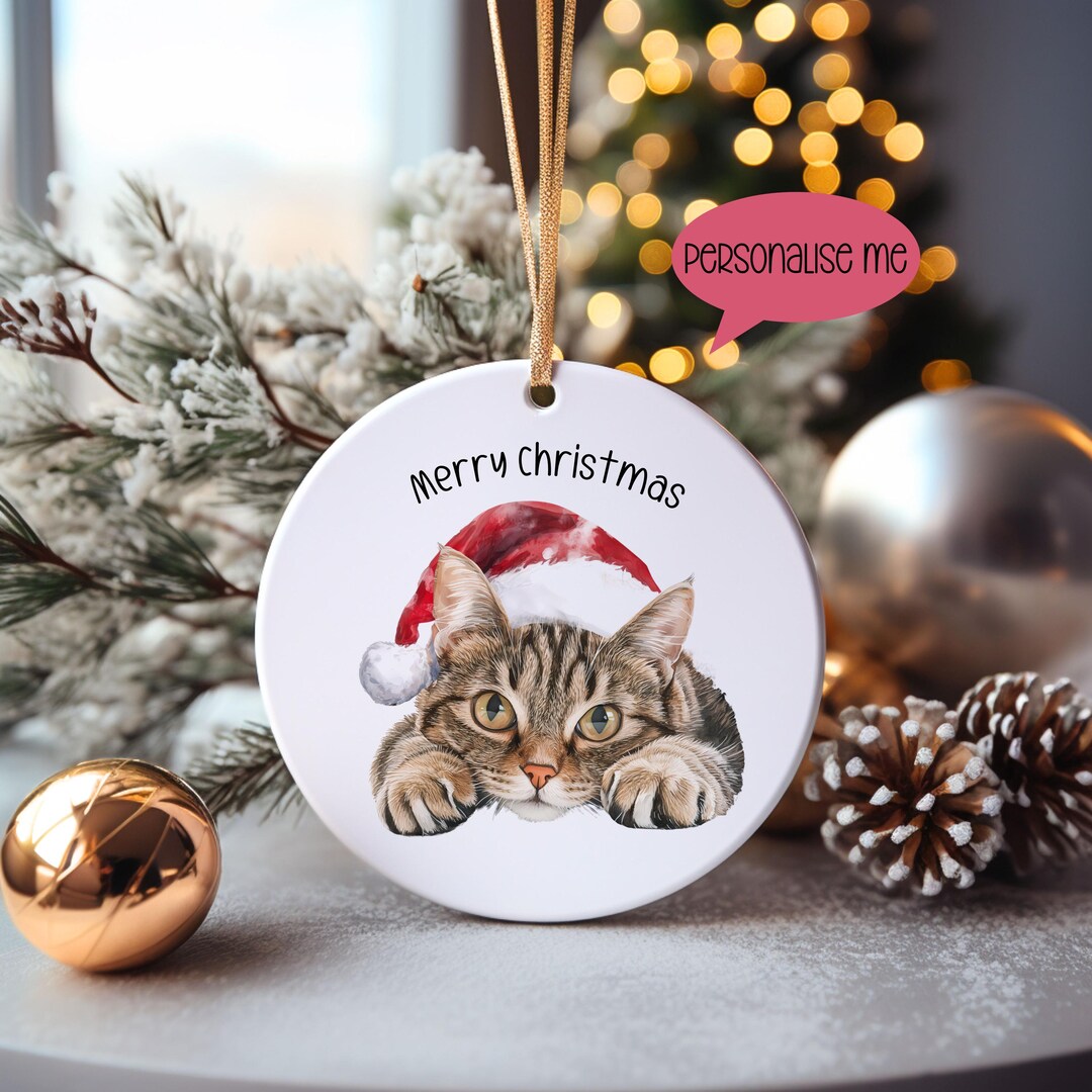 Cat Bauble, Cat Christmas Tree Bauble, Personalised Cat Christmas Tree ...