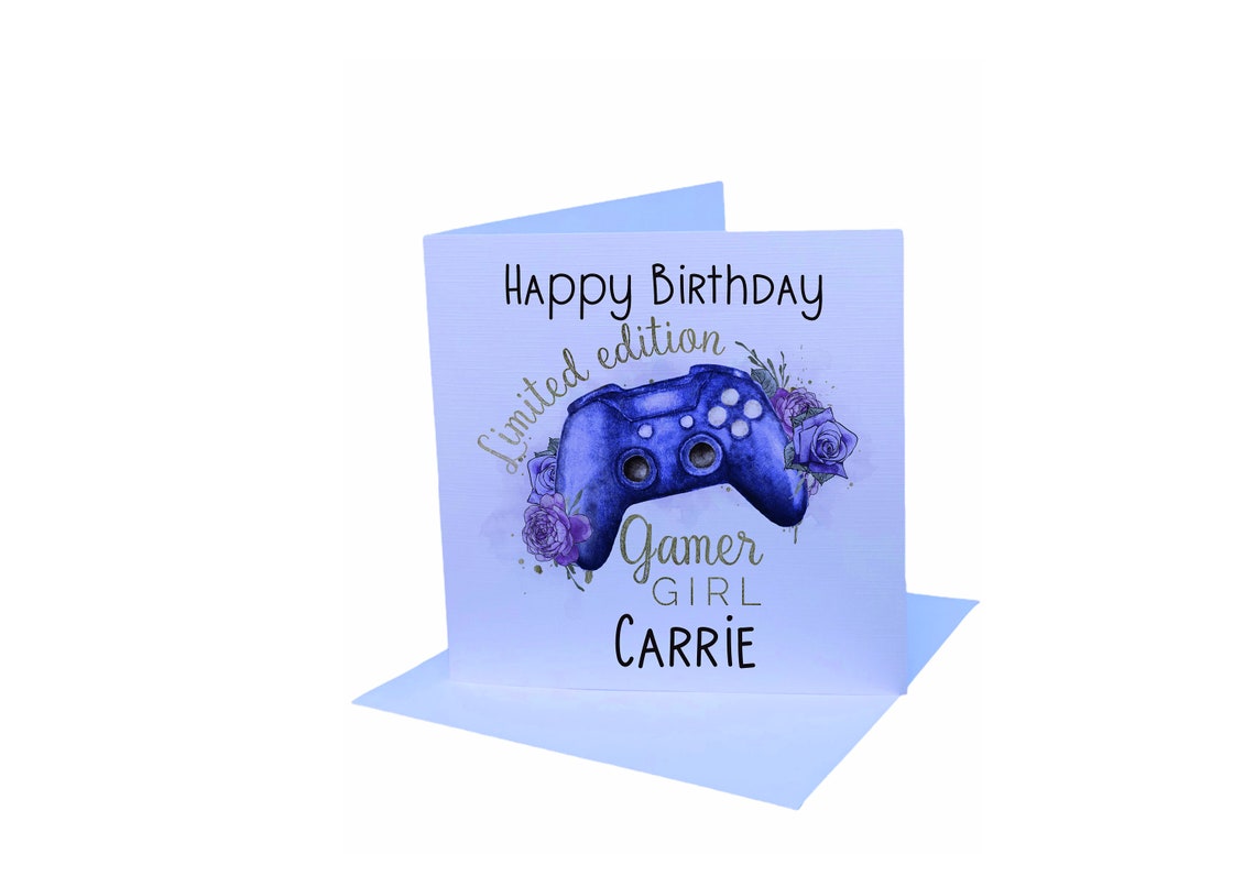 Girl Gamer Birthday Card Girl Birthday Card Personalised - Etsy