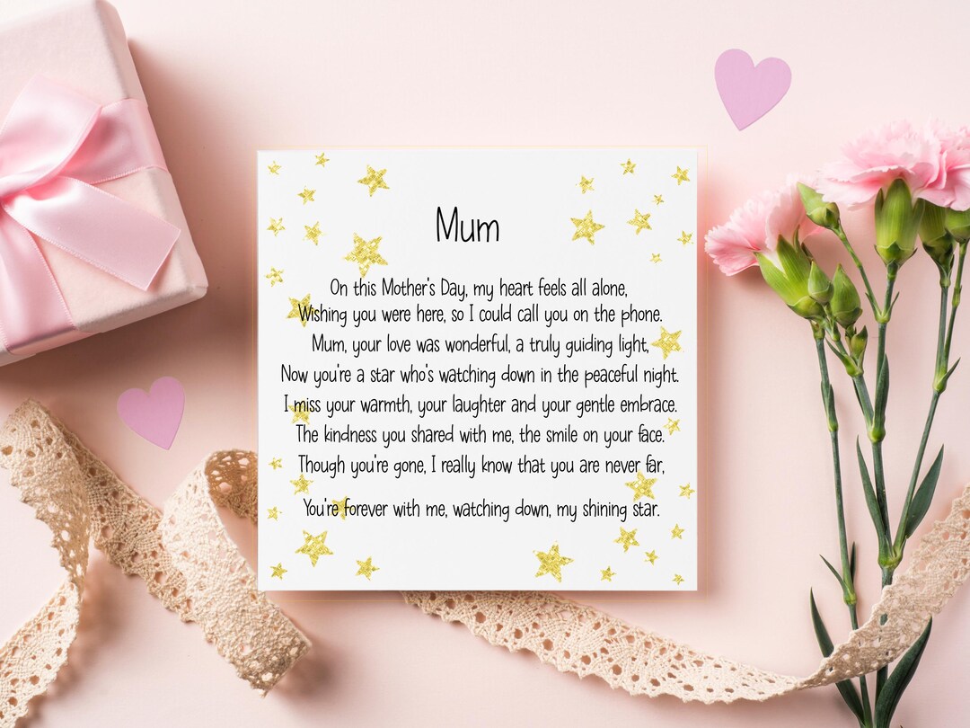 Mothers Day Remembrance Card, Mother's Day Without You Card, Memorial ...