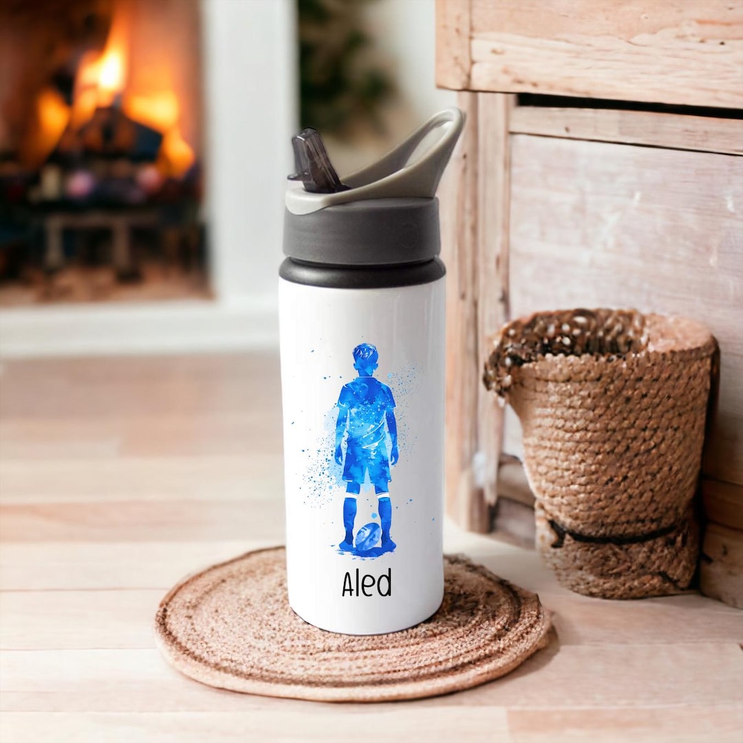 Rugby Boy Water Bottle, Personalised Rugby Water Bottle, Drinks Bottle ...